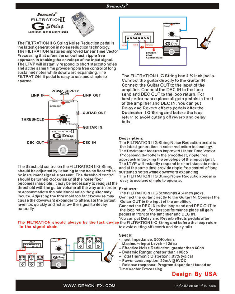 Demonfx G String Filtration II Noise Reduction for Effects Loop/Signal ...