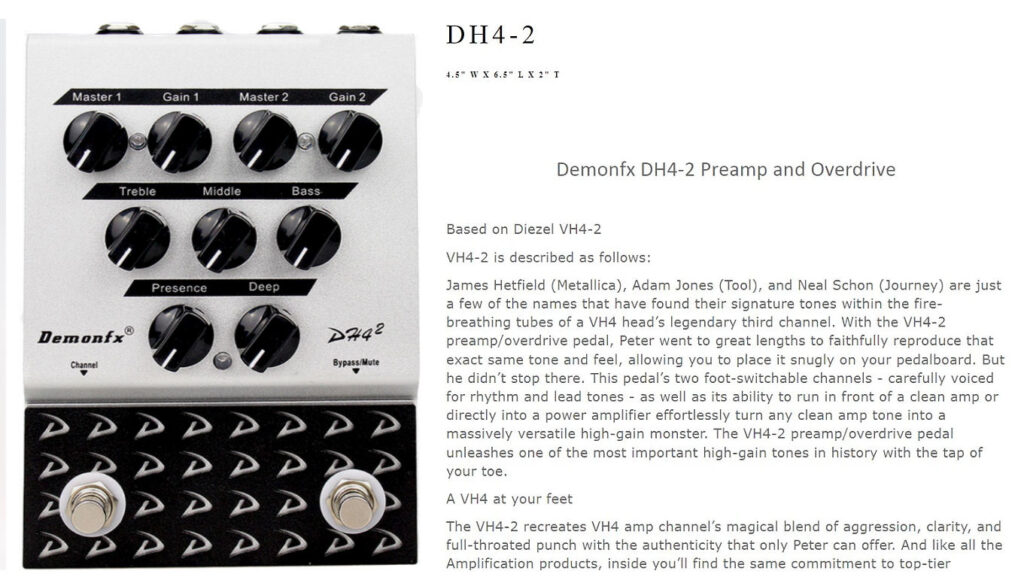Demonfx DH4-2 Preamp and Overdrive Dual Channel with Deep and Presence ...
